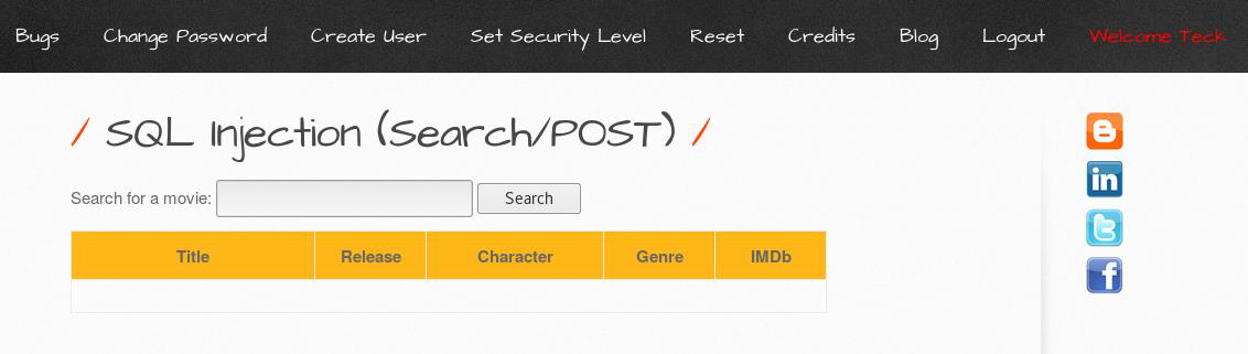 Sql Injection Searchpost · Teckk2